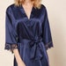 Navy Satin Robe Bridal Party Robe Perfect Gift for - Etsy