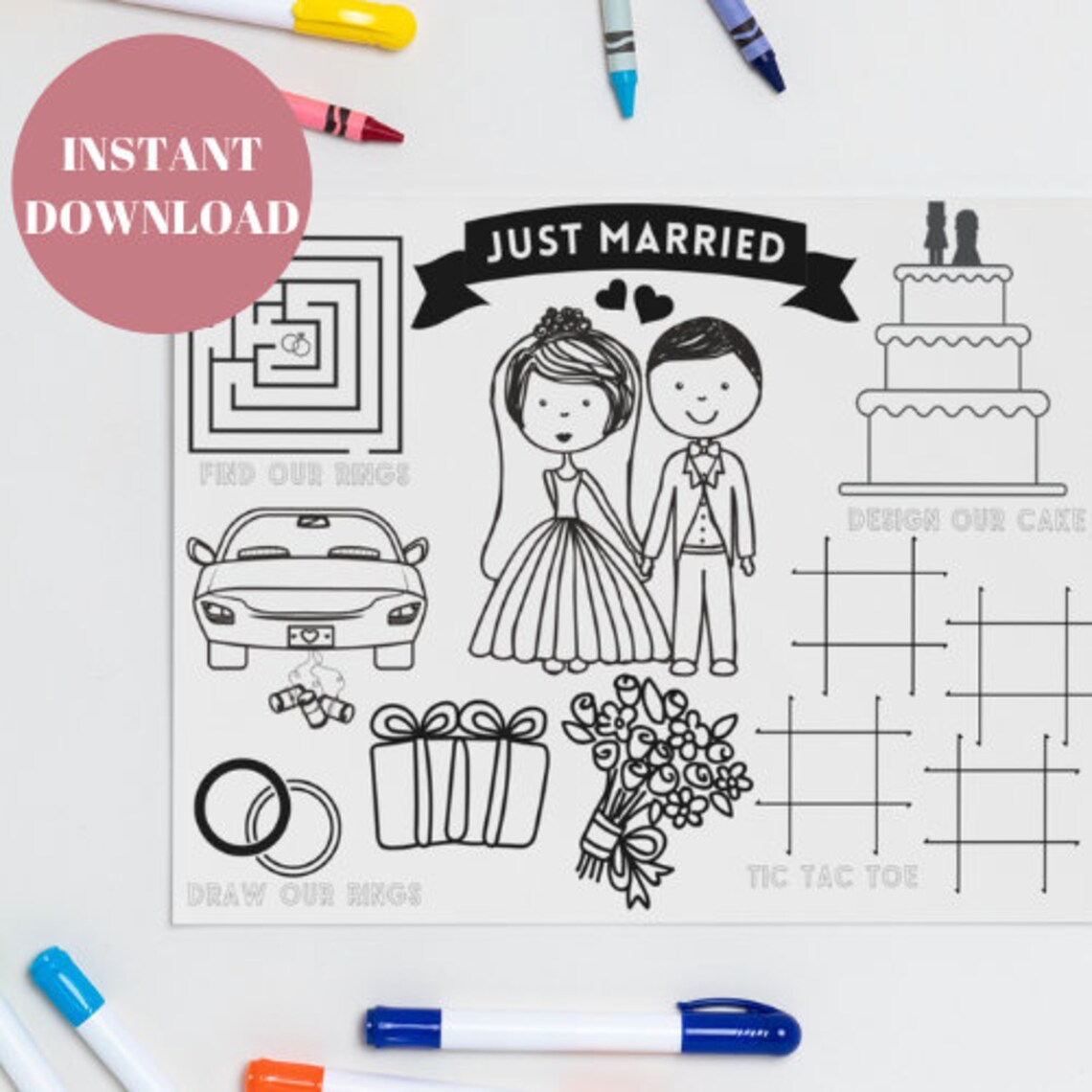 Kids Wedding Activity Coloring Placemat / Wedding Reception | Etsy