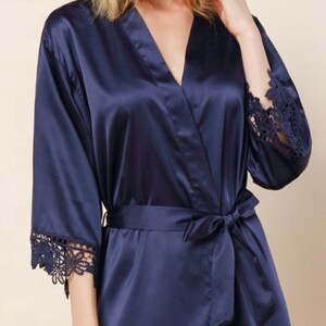 Navy Satin Robe, Bridal Party Robe, Perfect Gift for Robes,navy Wedding ...