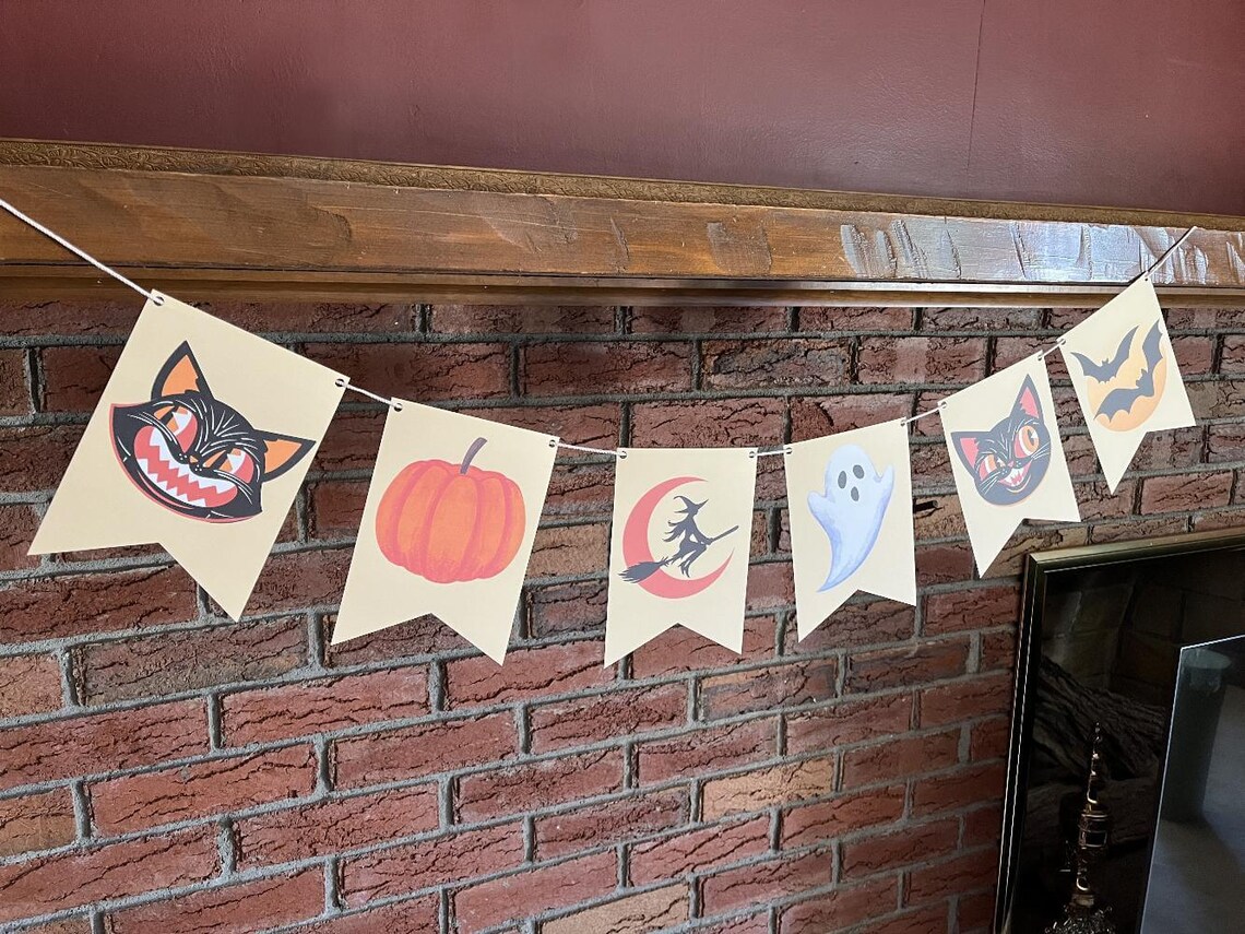 Printable Halloween Garland, Retro Vintage Style Halloween Banner ...