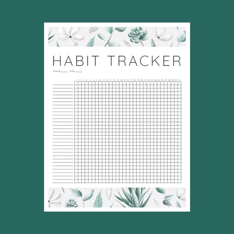 Habit Tracker Printable Monthly Tracker Template US Letter Portrait ...