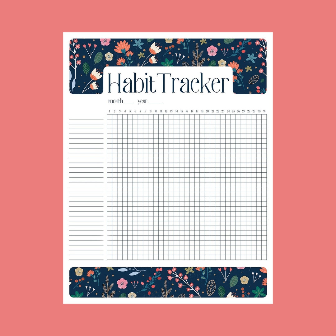 Habit Tracker Printable Monthly Habit Tracker Template, 30 Day Habit ...