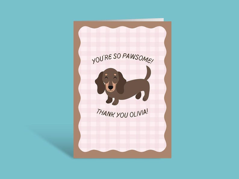 PRINTABLE Dog Thank You Card Canva Template, Editable Dachshund Dog ...