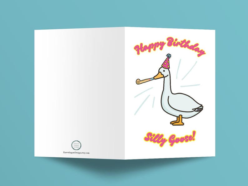 PRINTABLE Silly Goose Birthday Card Template Custom Canva Card ...