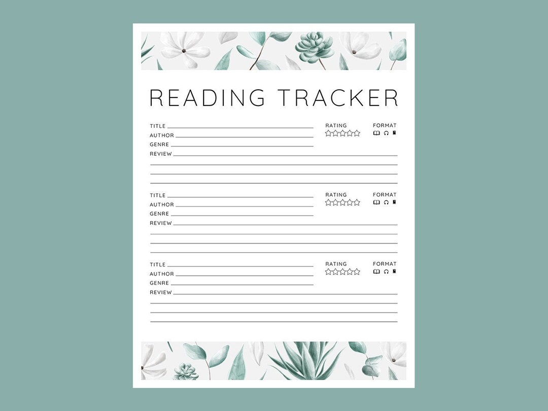 Reading Tracker Printable Book Tracker Log US Letter Portrait, Instant ...