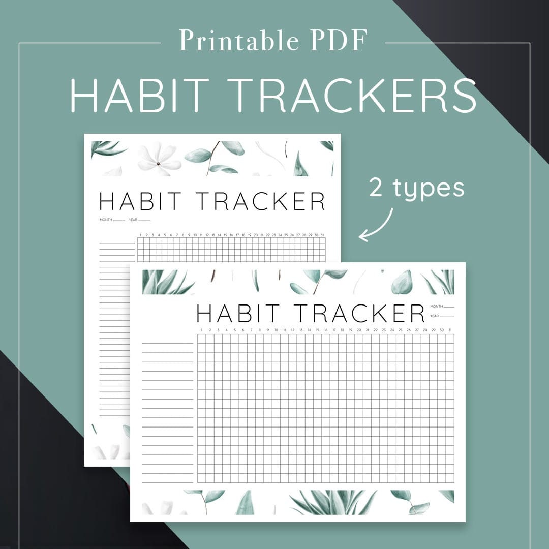 Habit Tracker Printable Monthly Habit Tracker Template, 30 Day Habit ...