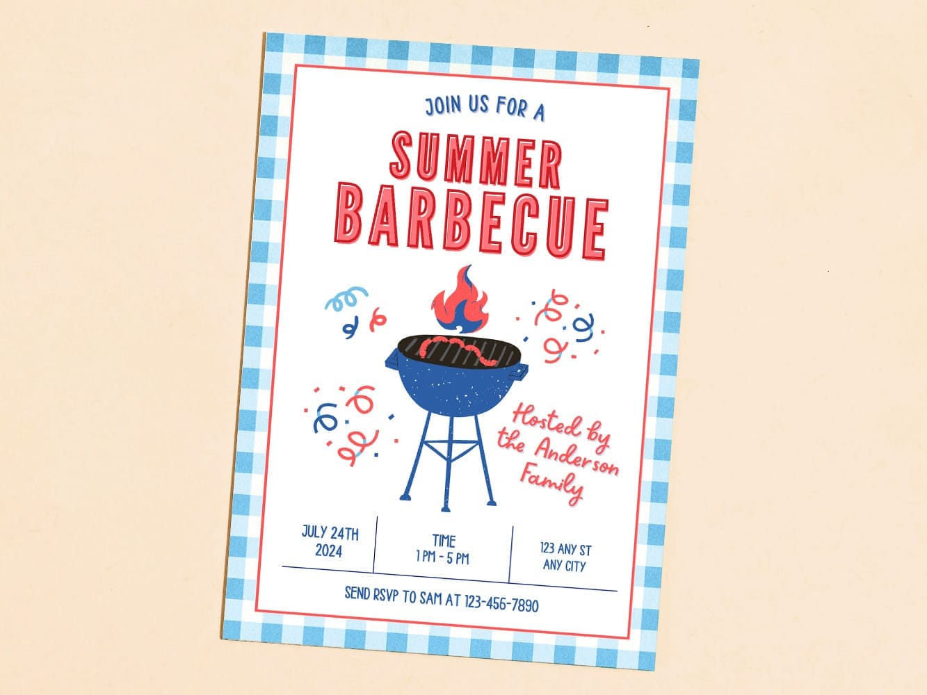 EDITABLE Summer BBQ Party Invitation Canva | Backyard Barbecue Party ...