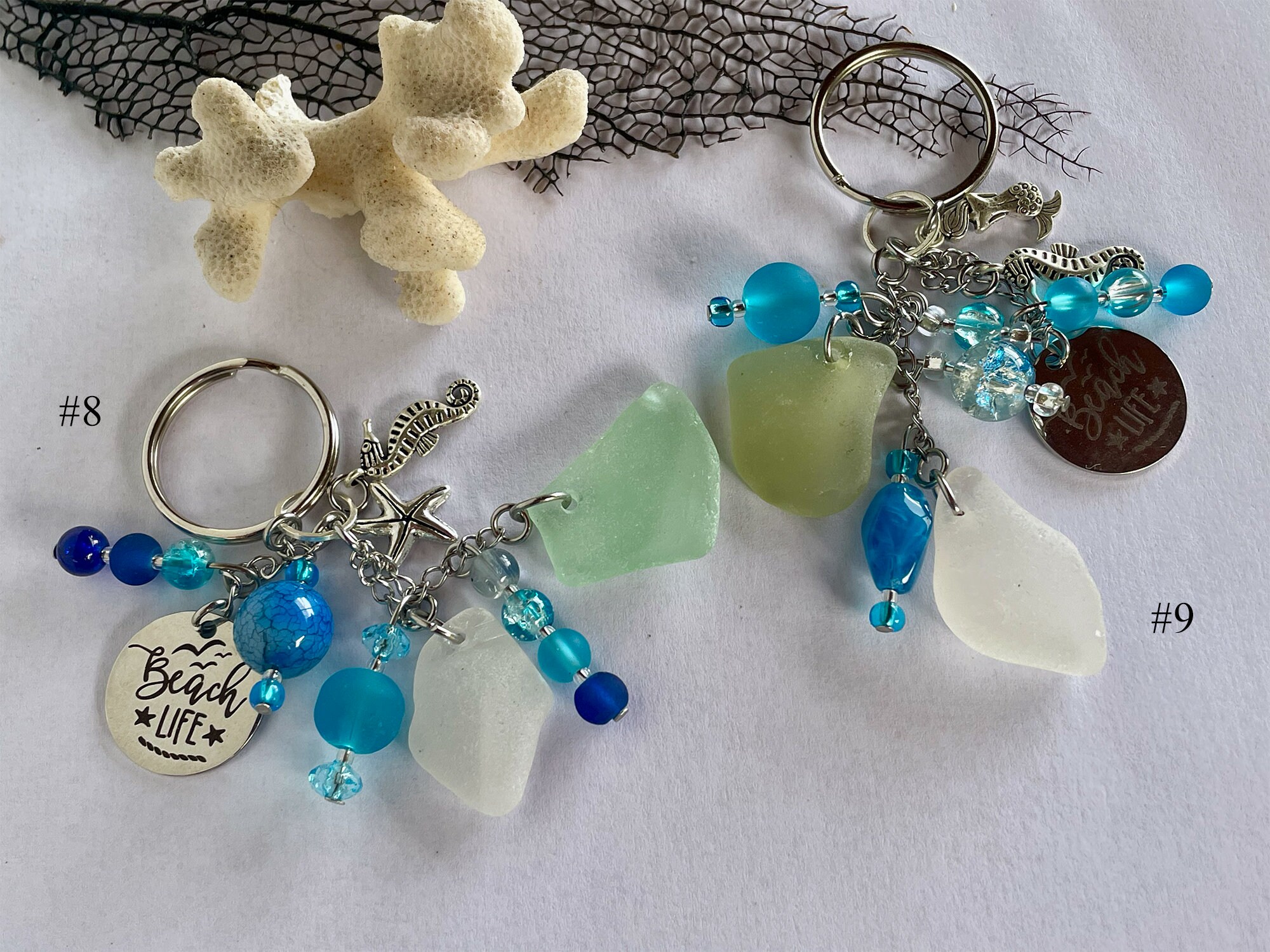 Key-chain Lucky Charms Beach Lovers Gift Sea Glass Key Chain Bridesmaid ...