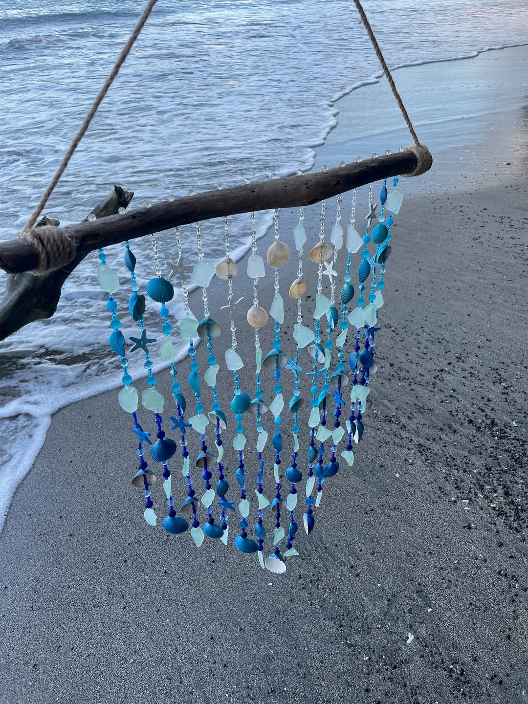 Sea Glass Sun Catcher Wind Chime / Beach Glass & Shell and Driftwood ...