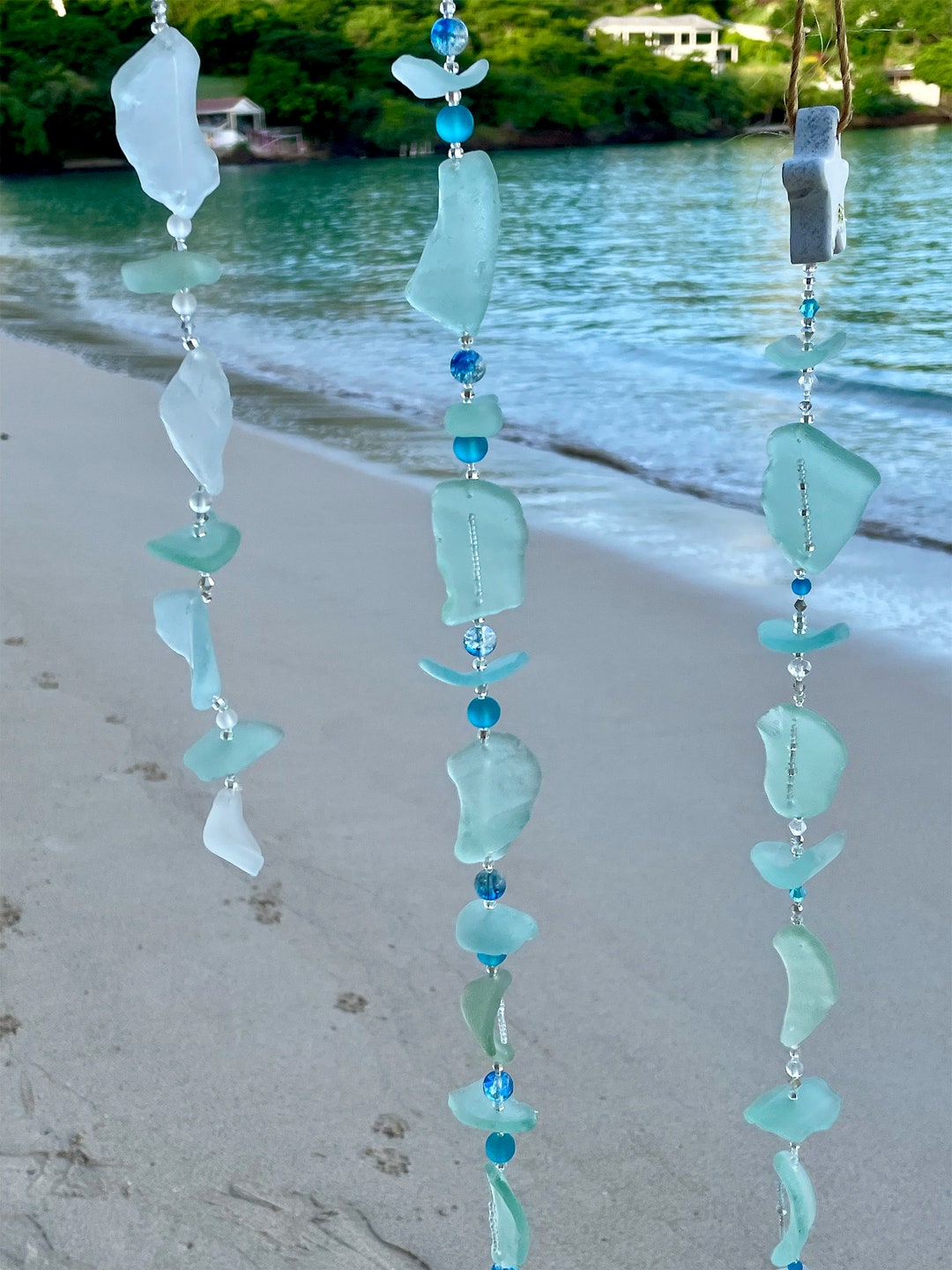 Sea Glass Strings / Beach Lover Gift / Ocean Decor / Unique Gift From ...