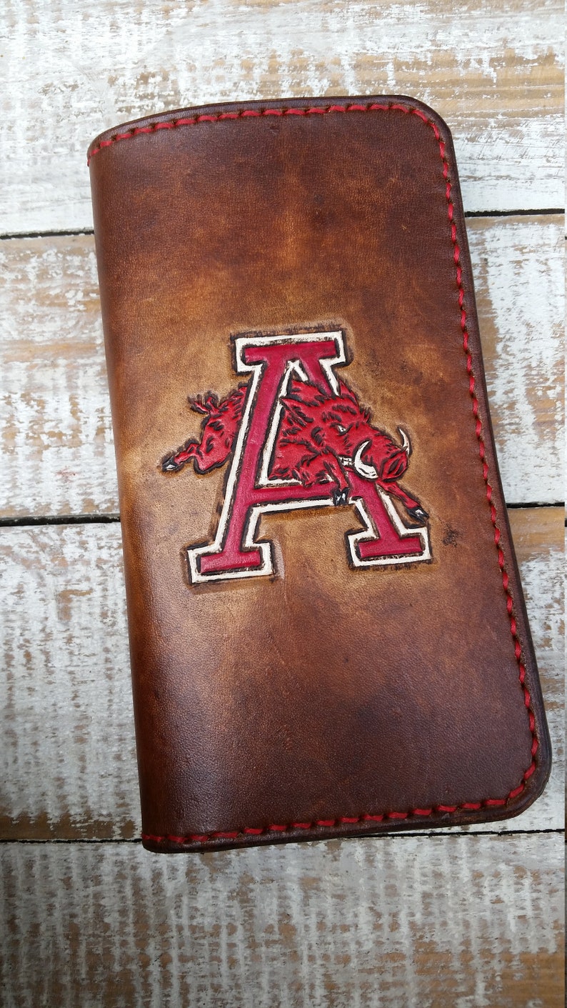 Arkansas Razorback Long Men's Leather Wallet. - Etsy