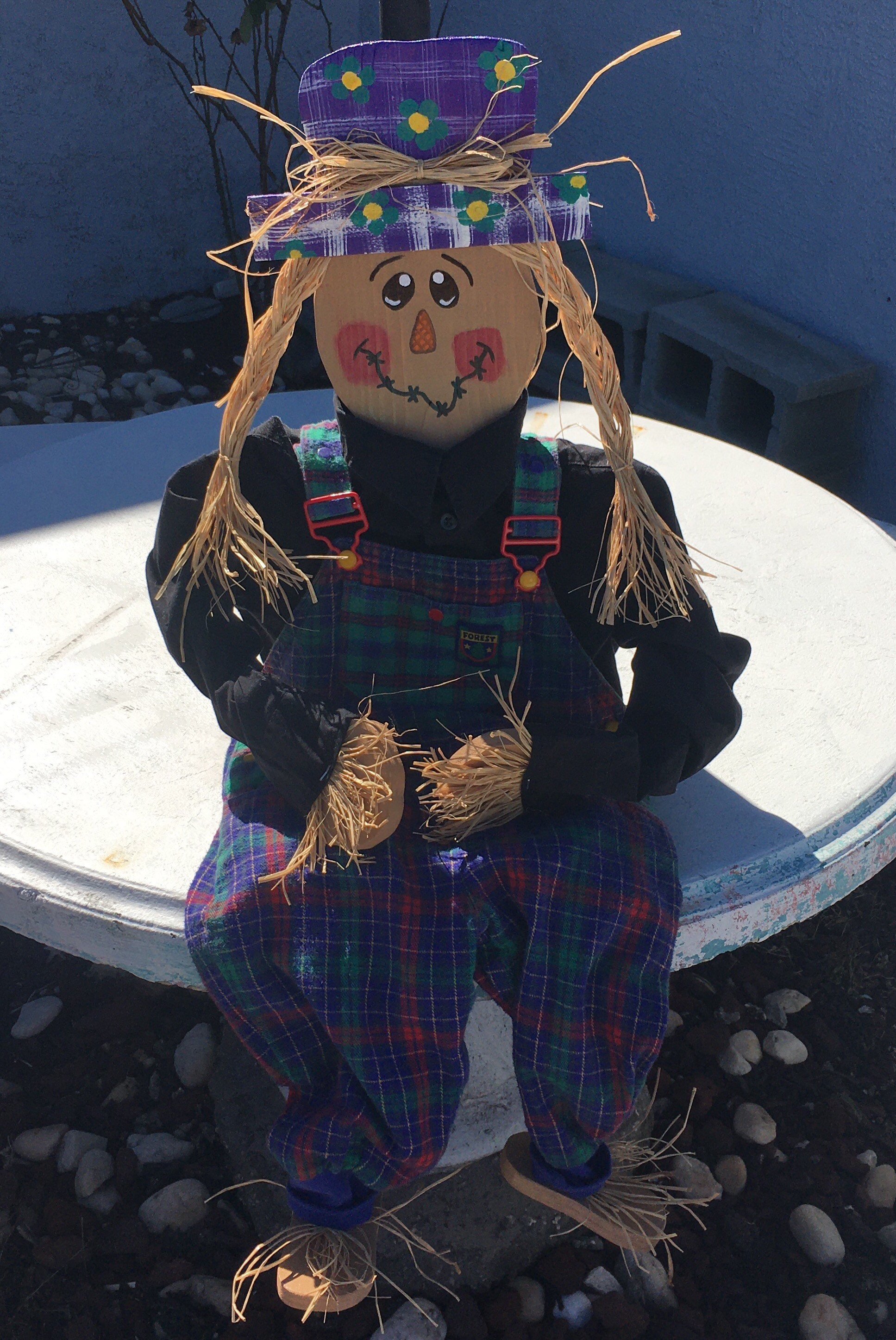 Sitting Scarecrow Wooden Fall Porch Sitter Home Decor Outdoor DIY ...