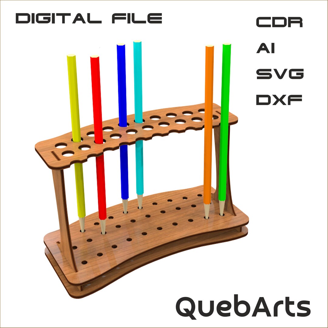 Wooden Pencil Holder Lаser Cut Files. Pen Organizer Pattern, Pen Holder ...