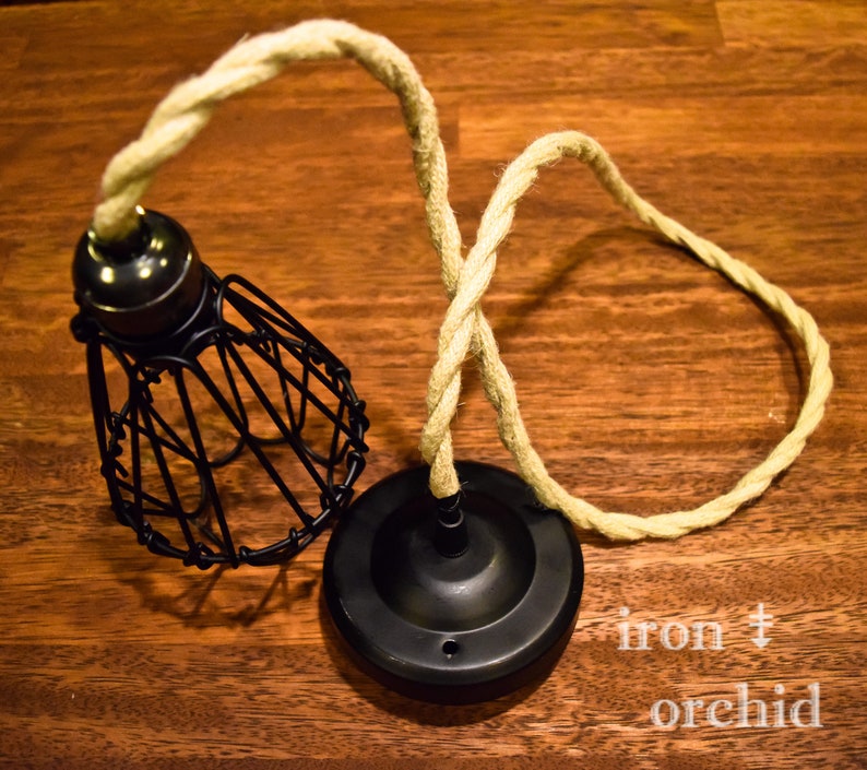 Antiqued Rope Cage Pendant Light With Keyless Socket - Etsy