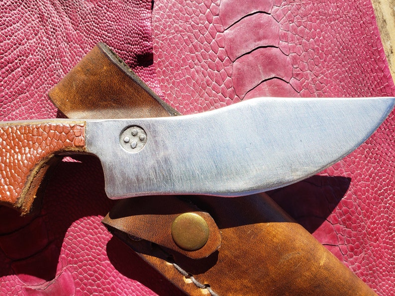 Ostrich Leather Handle Knifehand Forged in the USA - Etsy