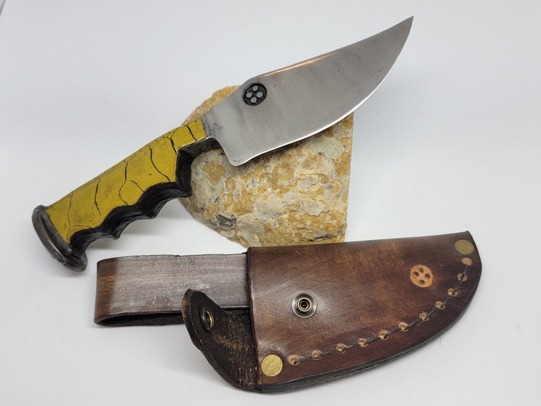 Ostrich Leather Handle Knife--hand Forged in the USA - Etsy
