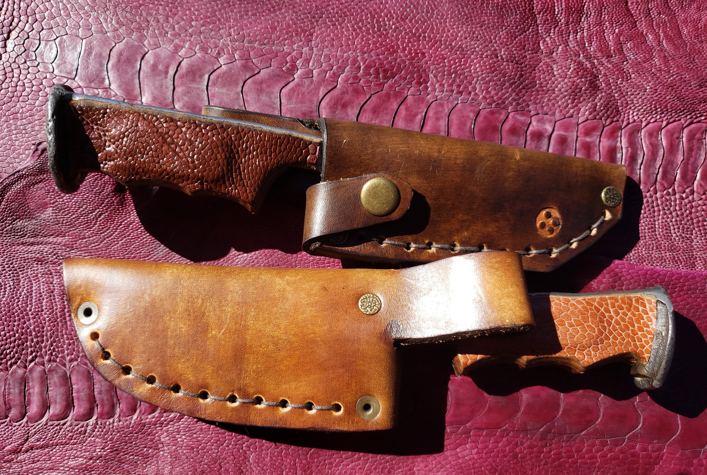 Ostrich Leather Handle Knife--hand Forged in the USA - Etsy