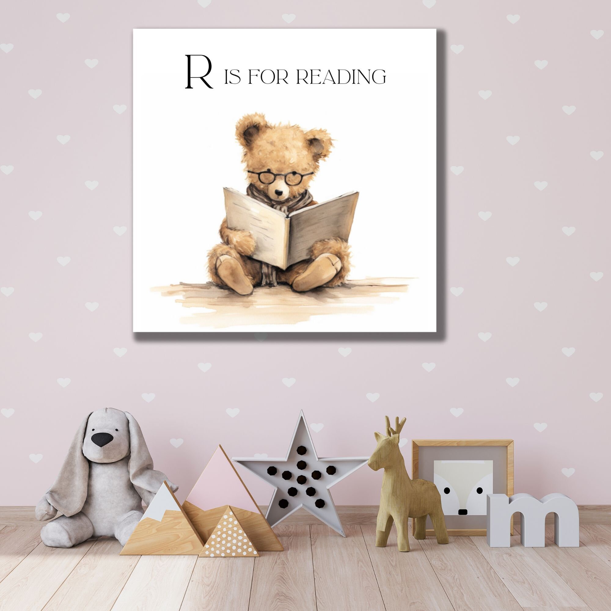 Cute Teddy Bear Reading PNG & PDF, 300DPI the Perfect Nursery ...