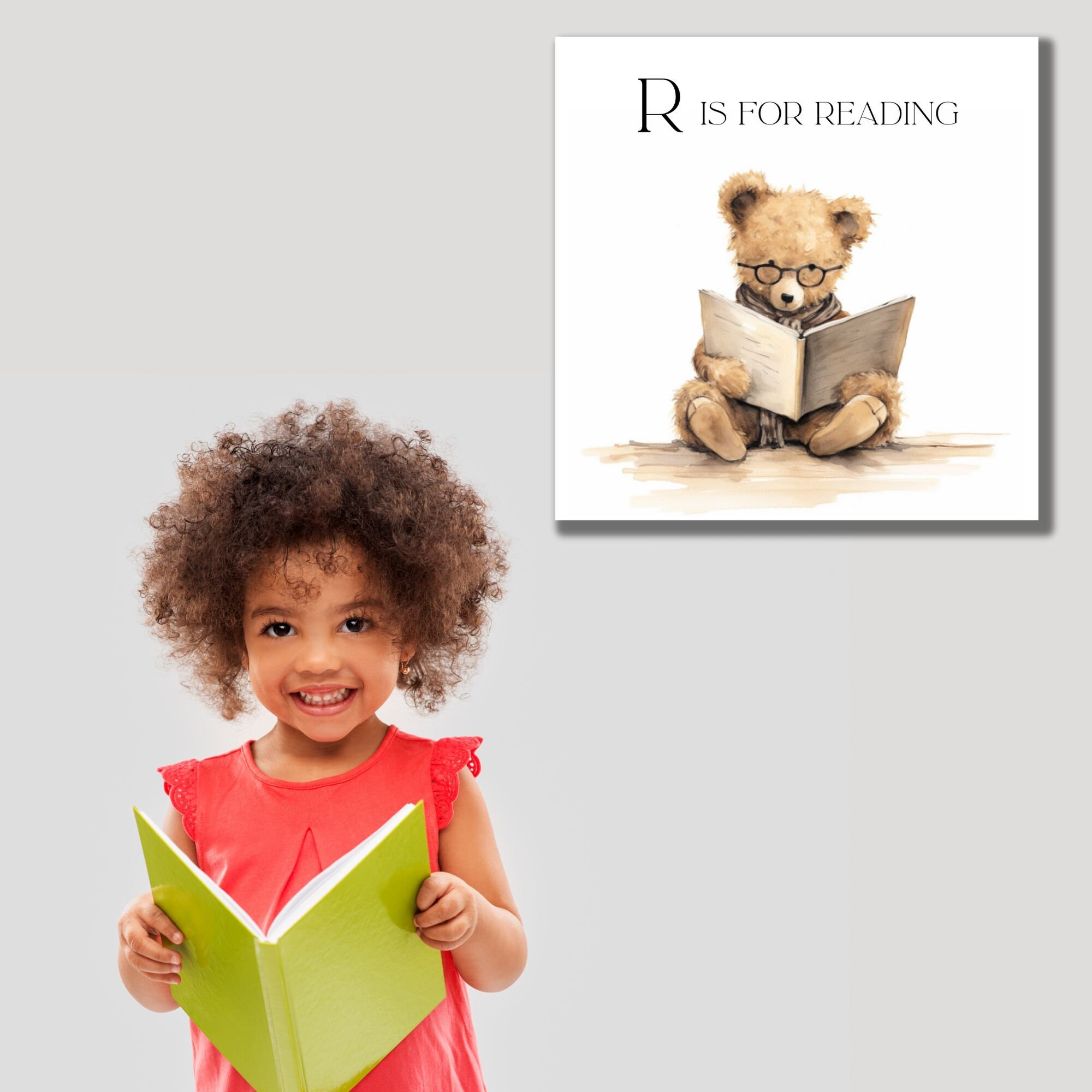 Cute Teddy Bear Reading PNG & PDF, 300DPI the Perfect Nursery ...