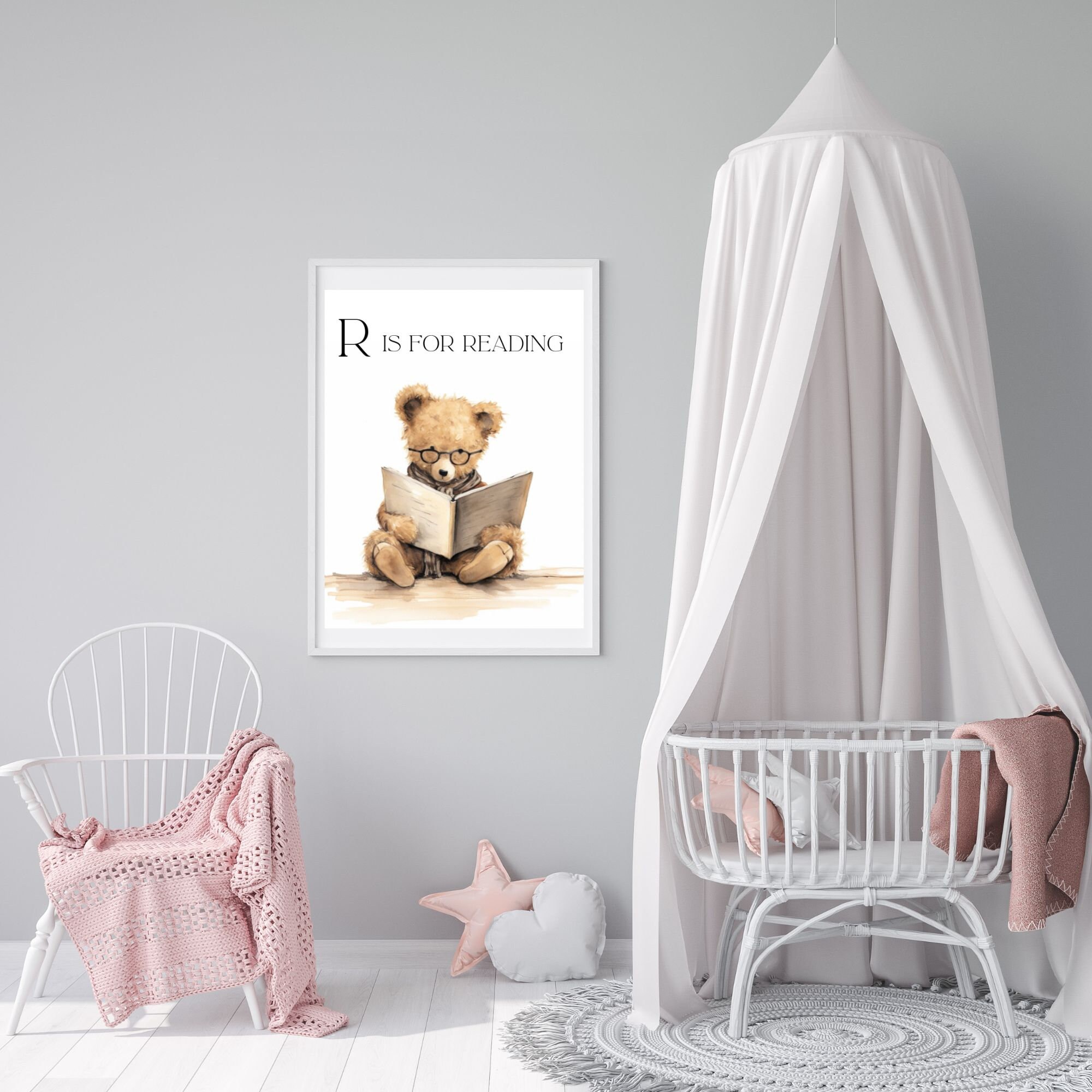 Cute Teddy Bear Reading PNG & PDF, 300DPI the Perfect Nursery ...
