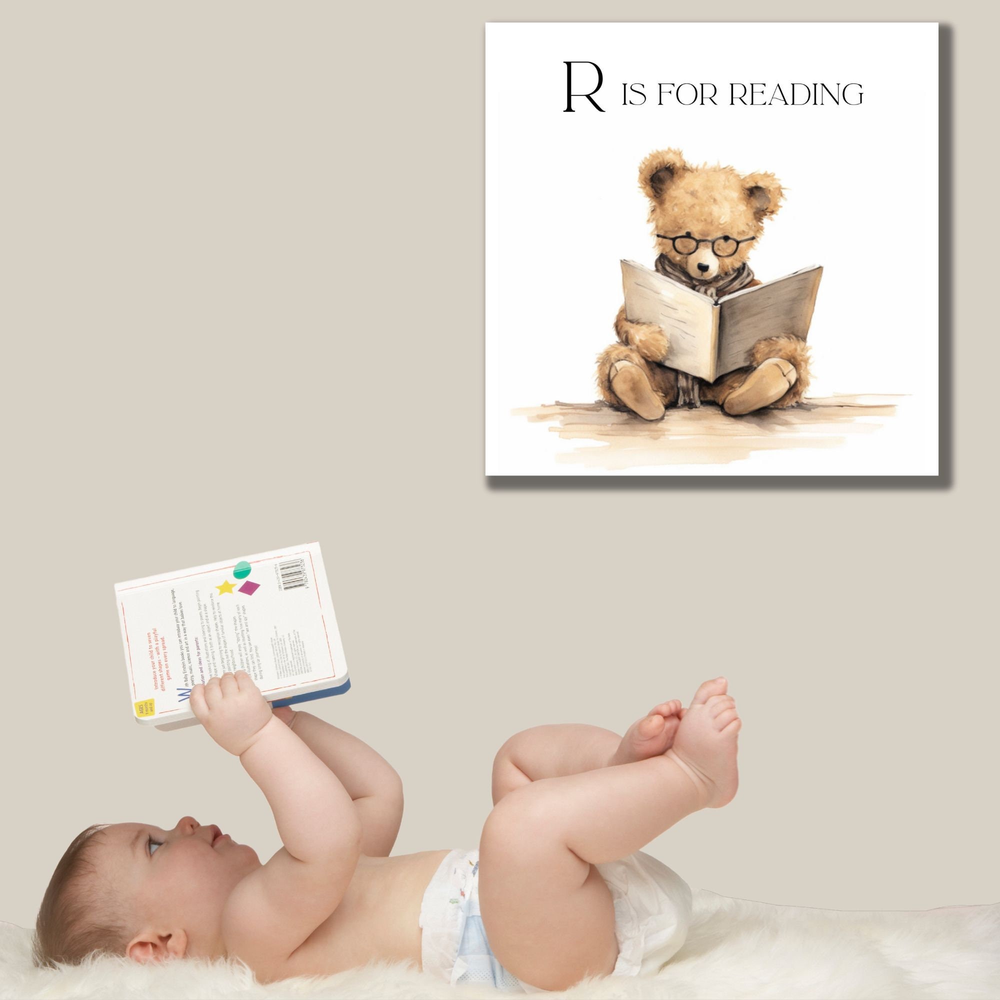 Cute Teddy Bear Reading PNG & PDF 300DPI the Perfect Nursery - Etsy