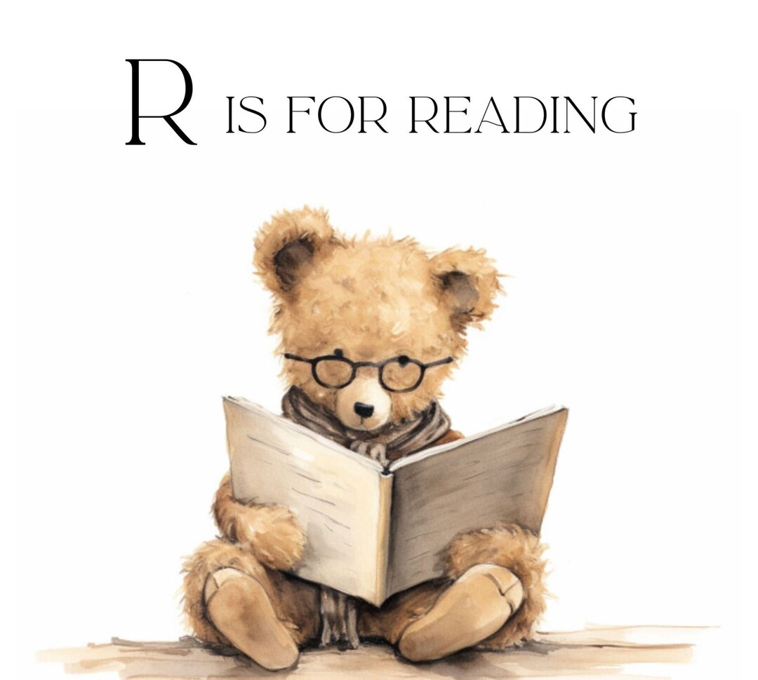 Cute Teddy Bear Reading PNG & PDF, 300DPI the Perfect Nursery ...
