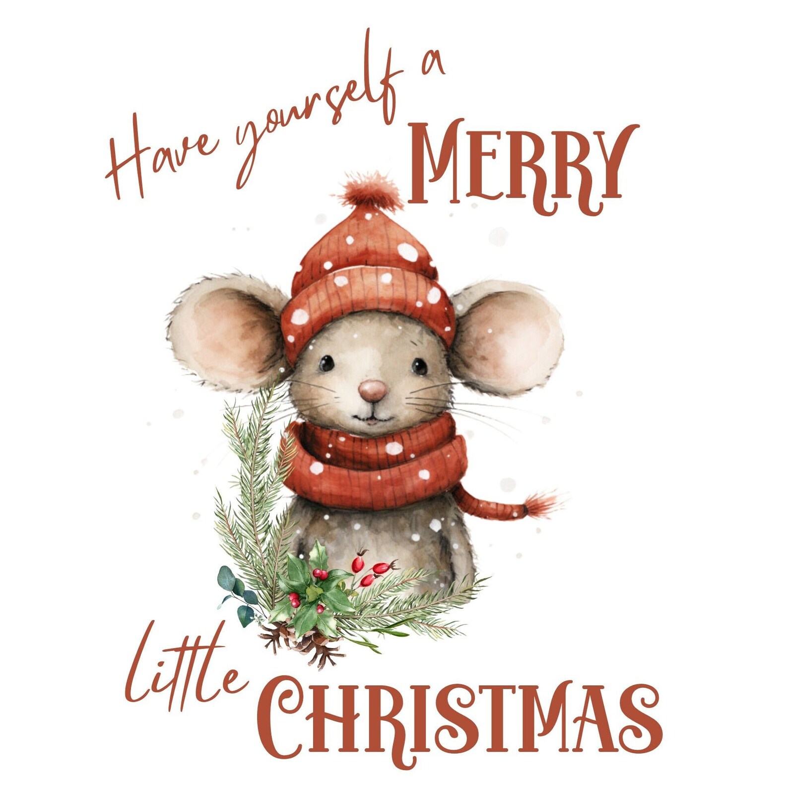 Christmas Mouse PNG and JPG; 300dpi, Traditional Holiday Aesthetic ...