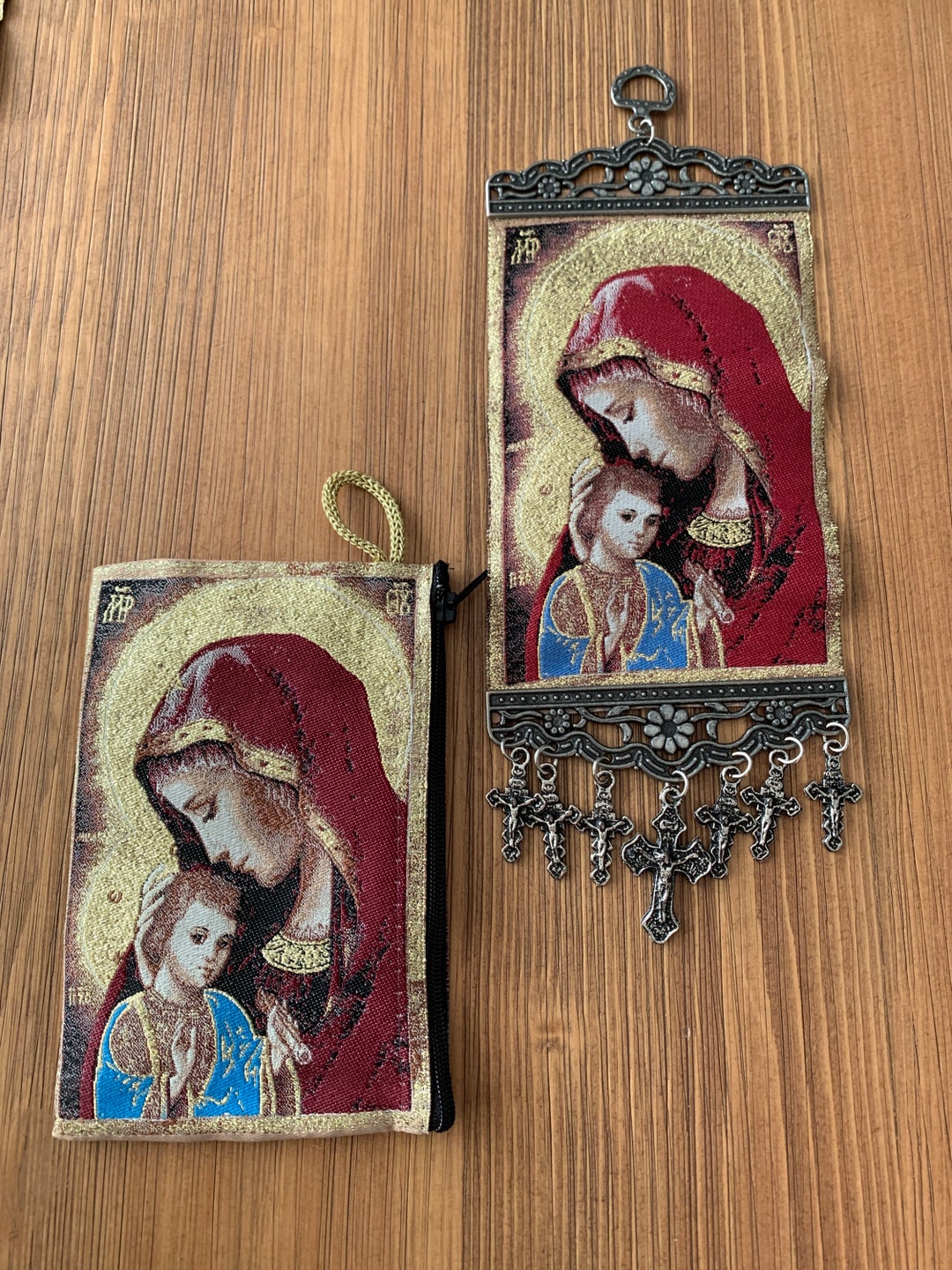 Our Lady Jesus Madonna Child Wall Tapestry Hanging Catholic Icon ...