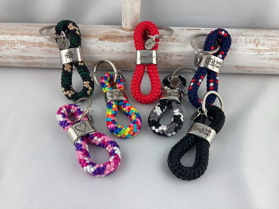 Small, Handy Keychain Made of Sail Rope | With Engraving and Letter ...