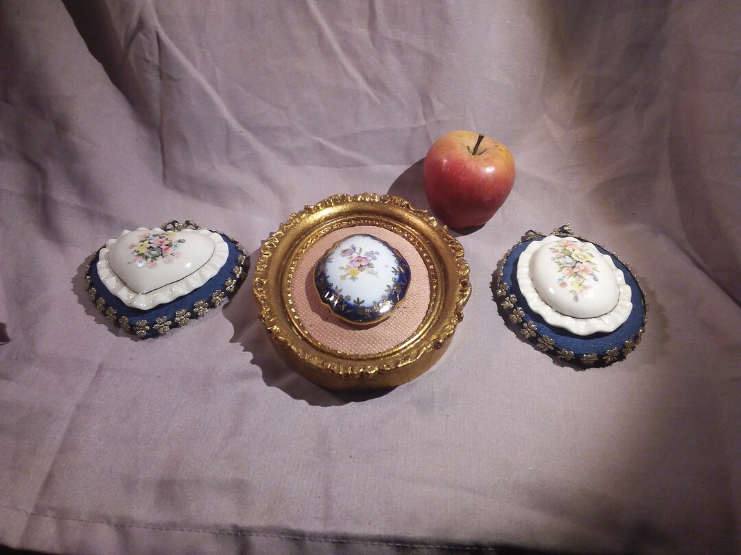 Three Squares With Porcelain Inserts. Vintage Miniatures - Etsy