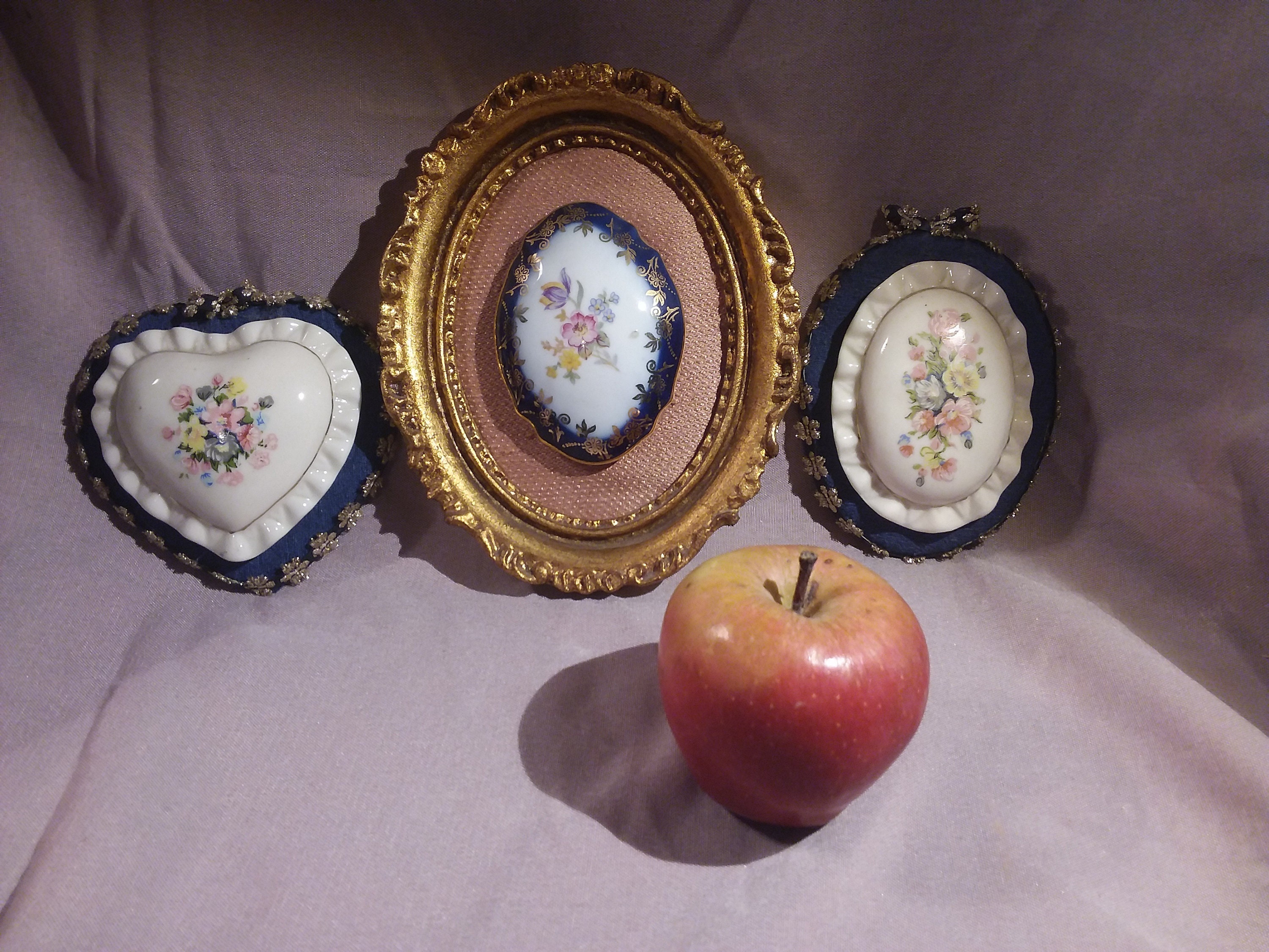 Three Squares With Porcelain Inserts. Vintage Miniatures - Etsy