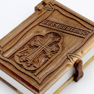 Holy Bible, Wood Cover, English Holy Bible, Handmade Walnut Wood Cover ...