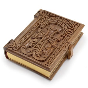 Holy Bible, Wood Cover, English Holy Bible, Handmade Walnut Wood Cover ...