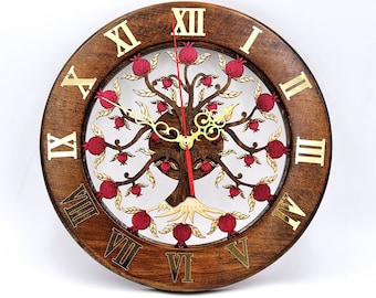 Armenian Handmade Wood Carving Decor Clock for Wall Handwork | Etsy
