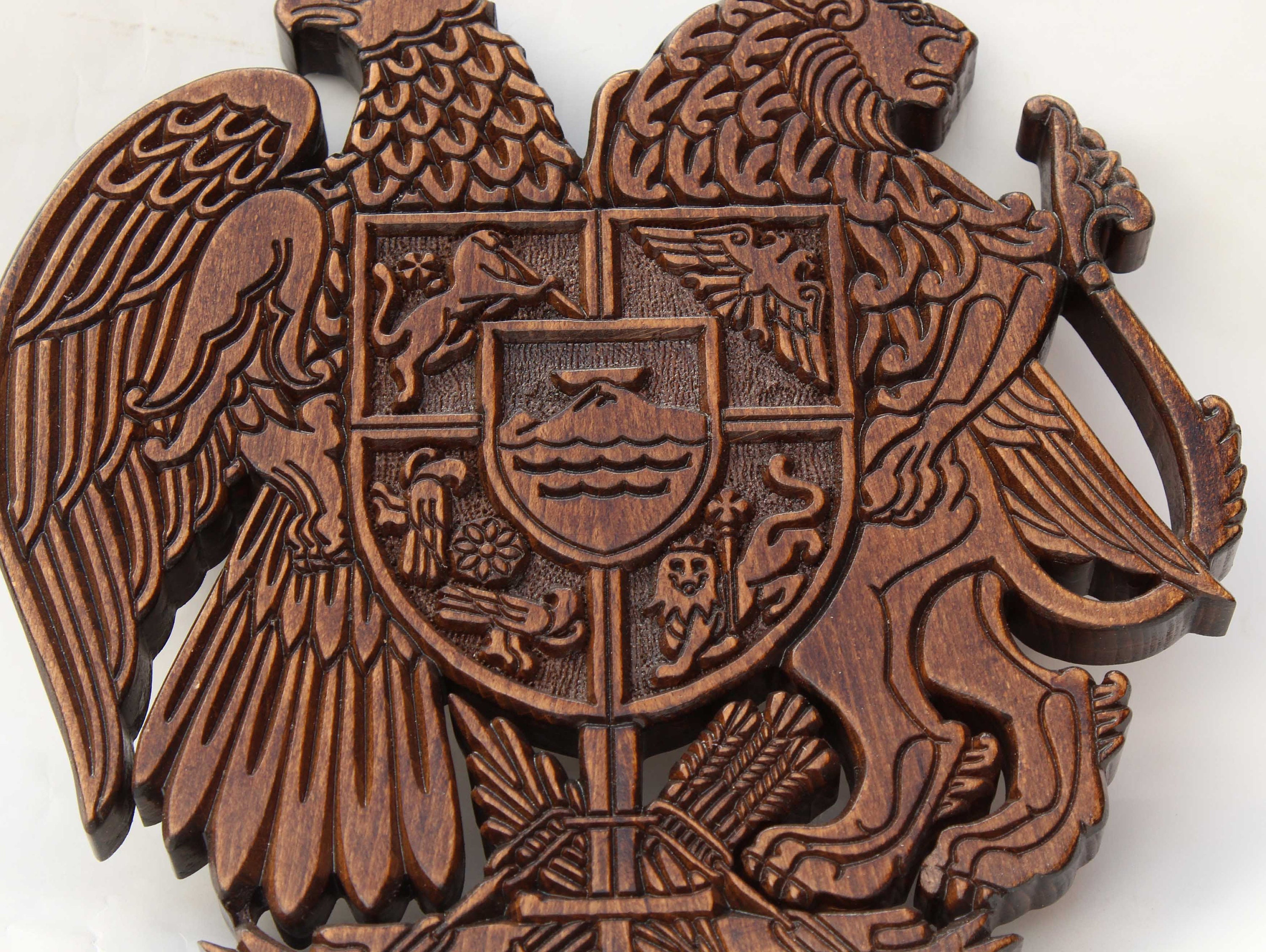 Armenian Handmade Wood Coat of Arms Handwork walnut wall Decor | Etsy