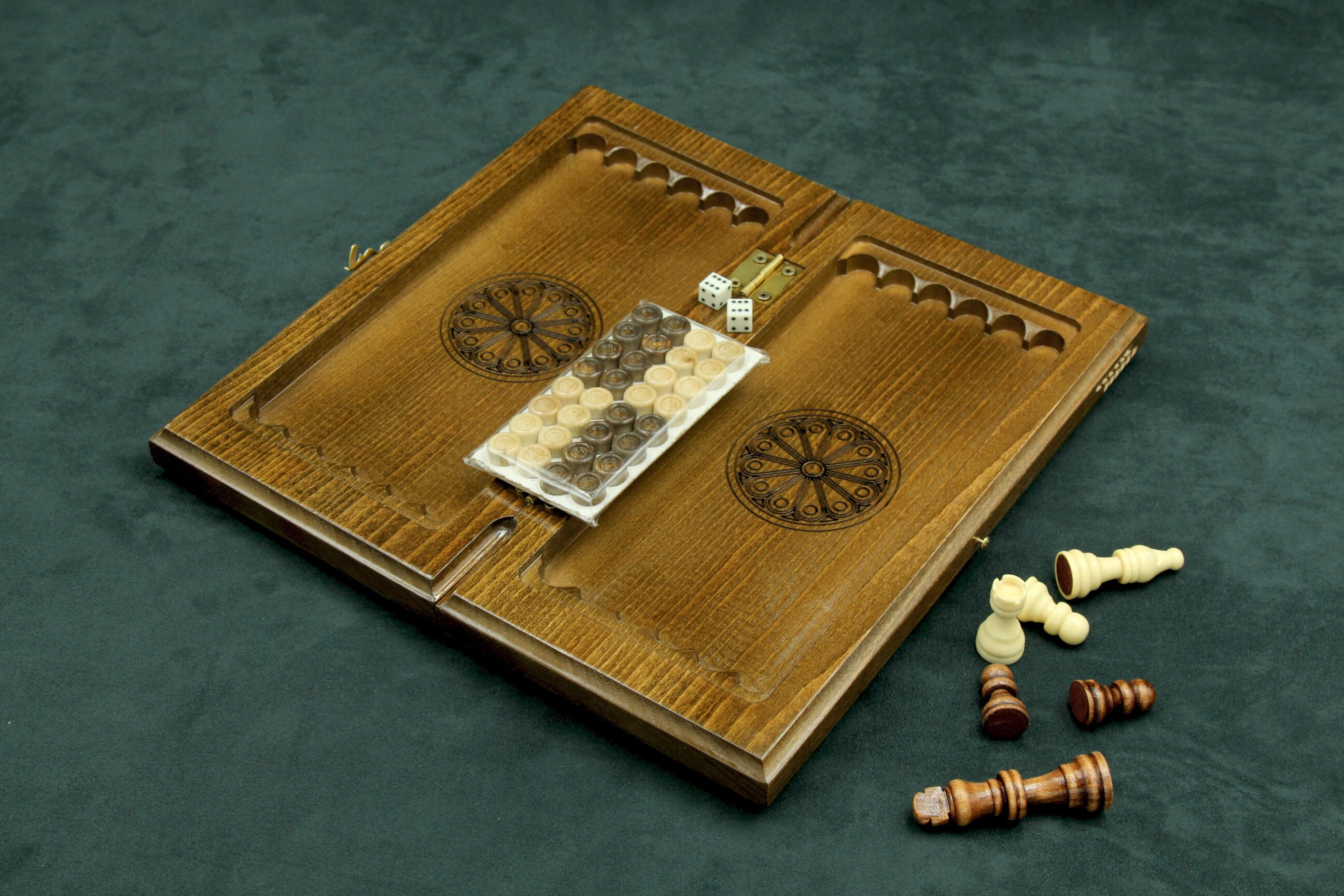 Wooden Chess Set, Handmade Chess and Backgammon Set, Wood Chess Pieces ...
