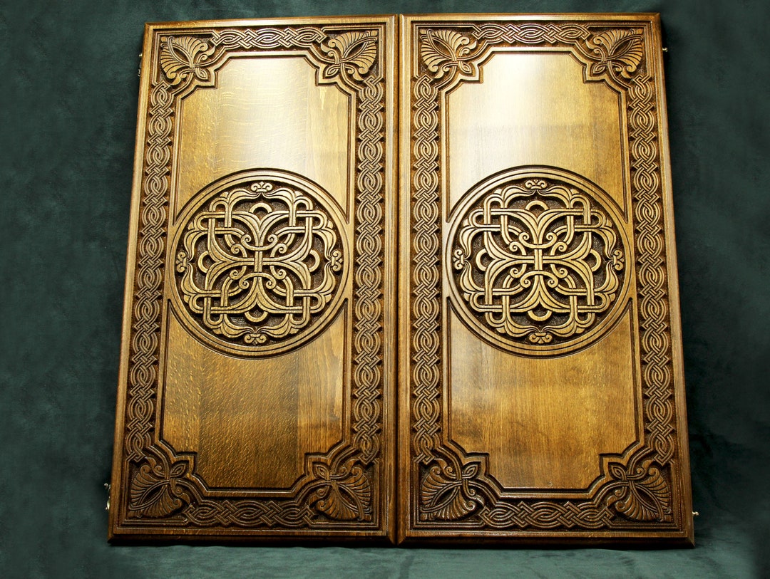 Backgammon Set Handmade Wooden Backgammon Board Armenian Carved Design ...