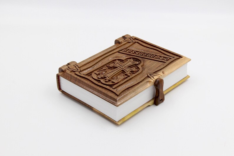 Holy Bible Wood Cover English Holy Bible Handmade Walnut | Etsy