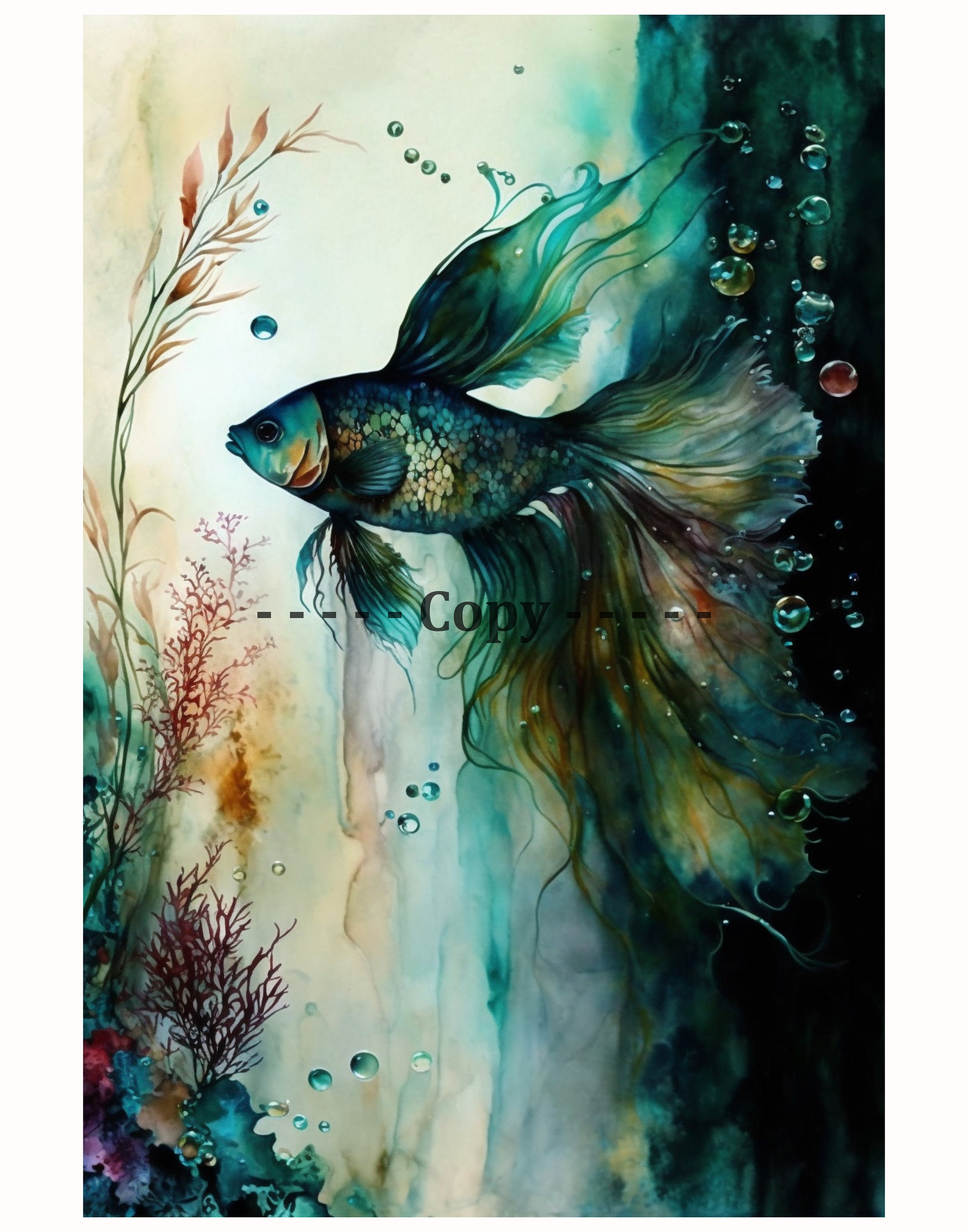 Hawaiian Style Art Alcohol Inks Style Fish Download 11x14 - Etsy