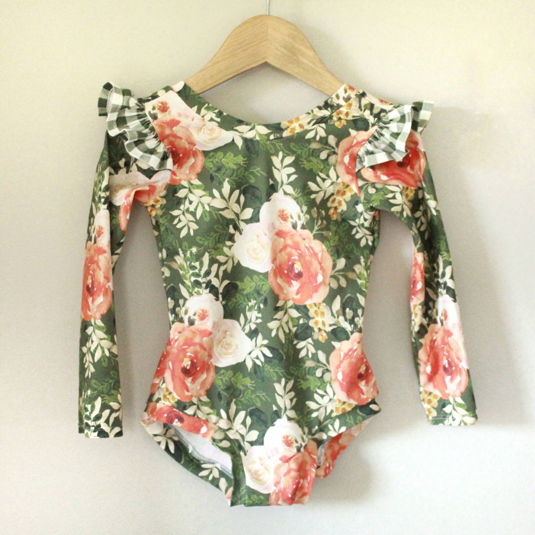 Green Floral Leotard Girls Leotards Dance Leotard | Etsy