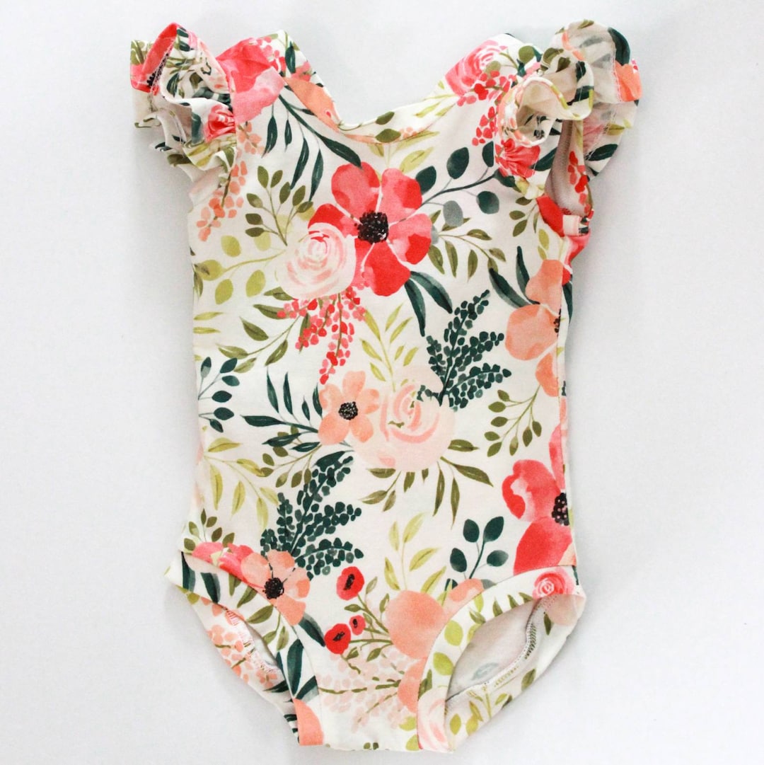 Peach Floral Leotard - Girls Leotards - Dance Leotard - Leotard With ...