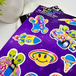 Y2K Alien Sticker Sheet, 90s Alien Sticker Sheet, LF Aliens, 90s ...