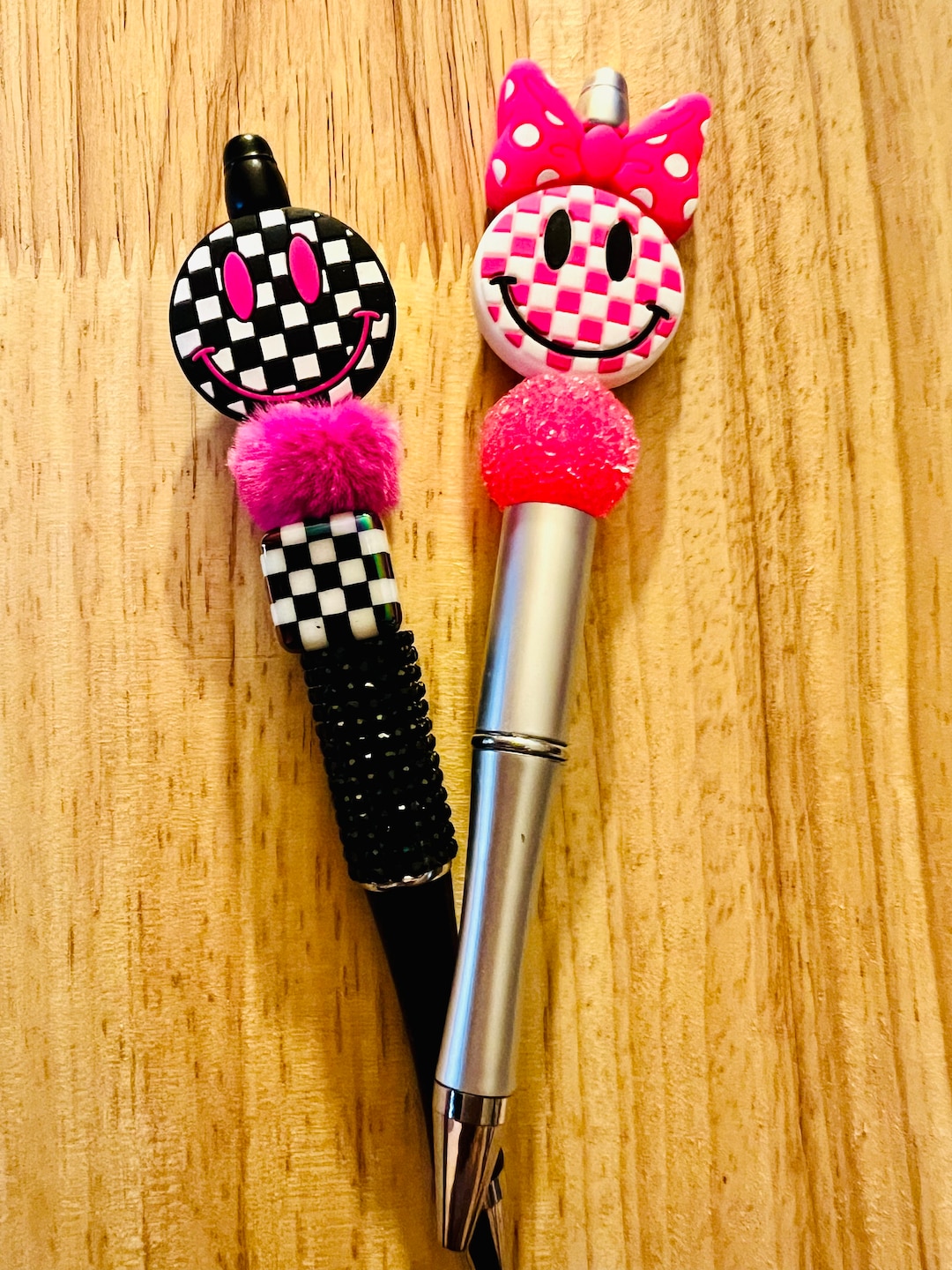 90s Y2K Style Happy Face Pens, Bling Pen, Beaded Pen, Refillable Pen ...