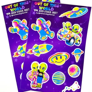 Y2K Alien Sticker Sheet, 90s Alien Sticker Sheet, LF Aliens, 90s ...