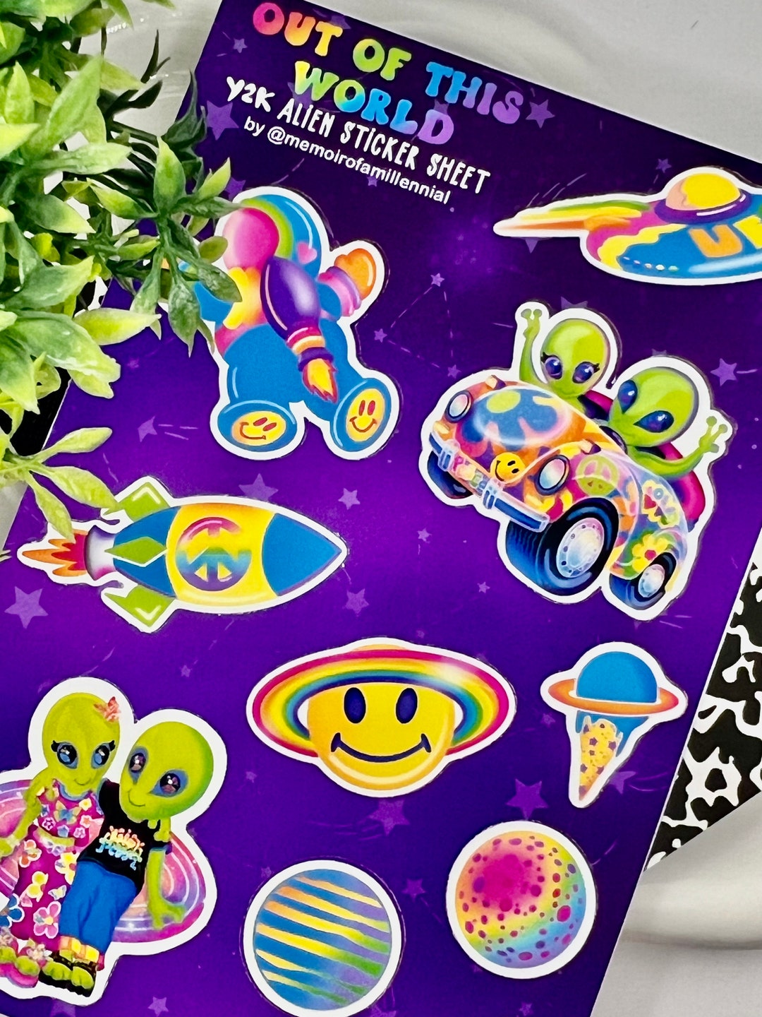 Y2K Alien Sticker Sheet, 90s Alien Sticker Sheet, LF Aliens, 90s ...