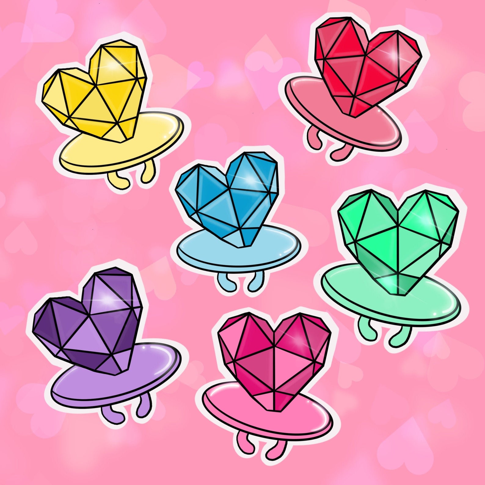 Heart Ring Pop Sticker 90's Ring Pop Sticker Geometric Heart Sticker ...