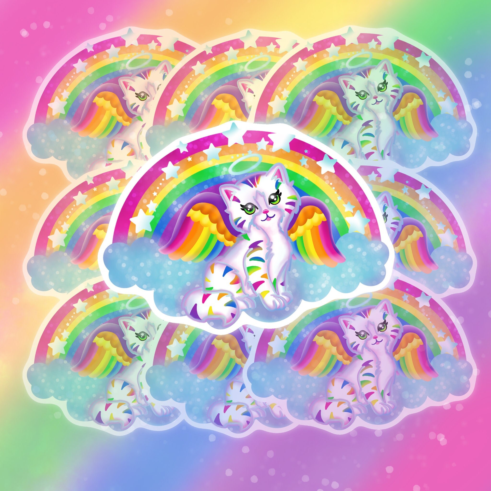 90's Rainbow Kitten 90's Aesthetic 90's - Etsy