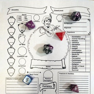 Illustrated Bard Character Sheet for Dungeons and Dragons 5e - Etsy