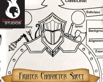 Fighter Character Sheet 5e - Etsy