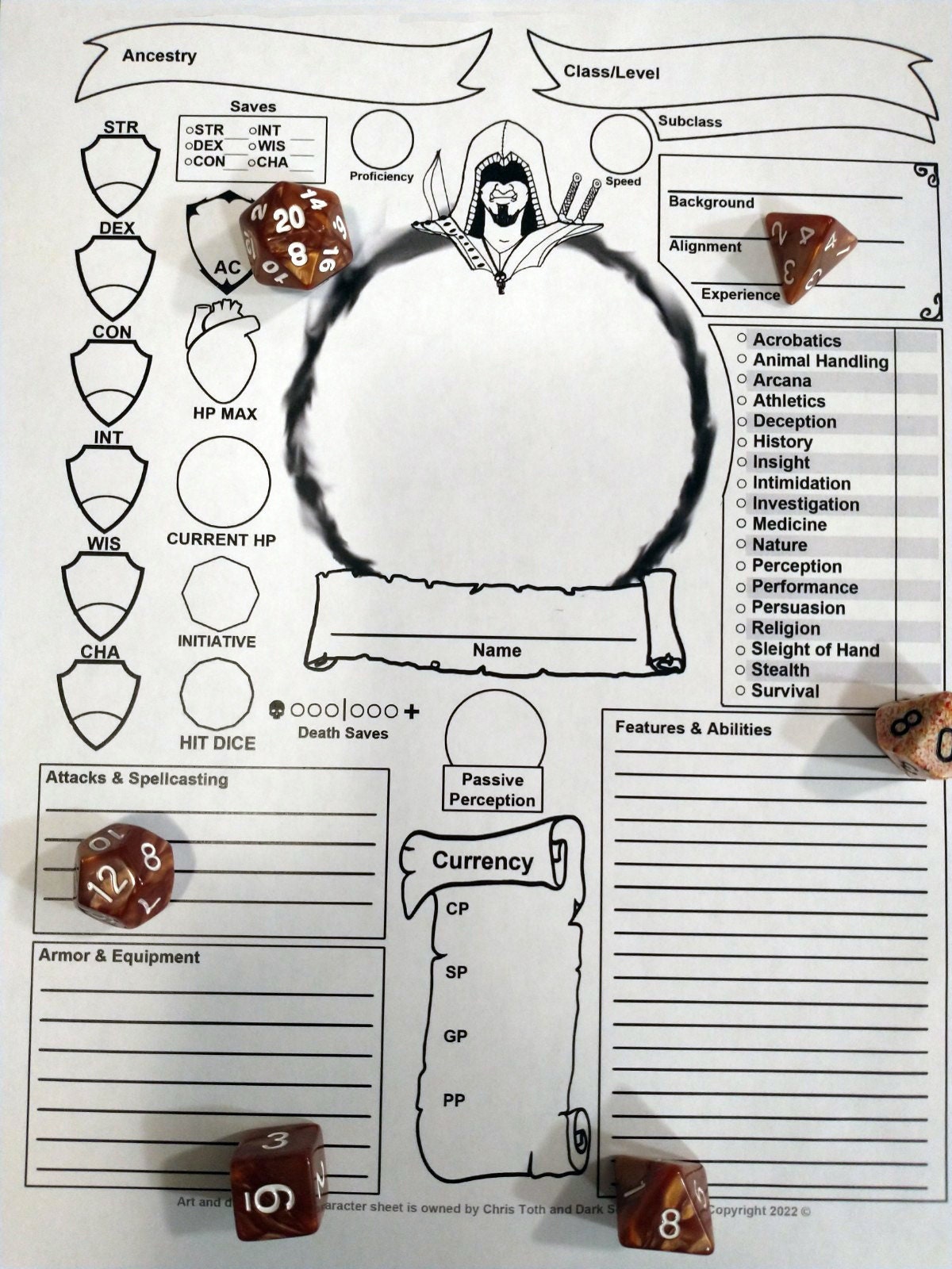Illustrated Rogue Character Sheet for Dungeons & Dragons 5e - Etsy